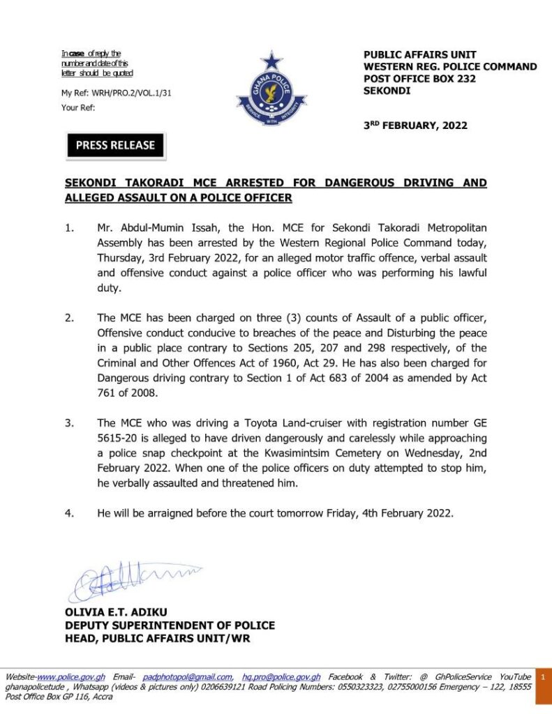 GHANA POLICE: PRESS RELEASE - Theinsightnews