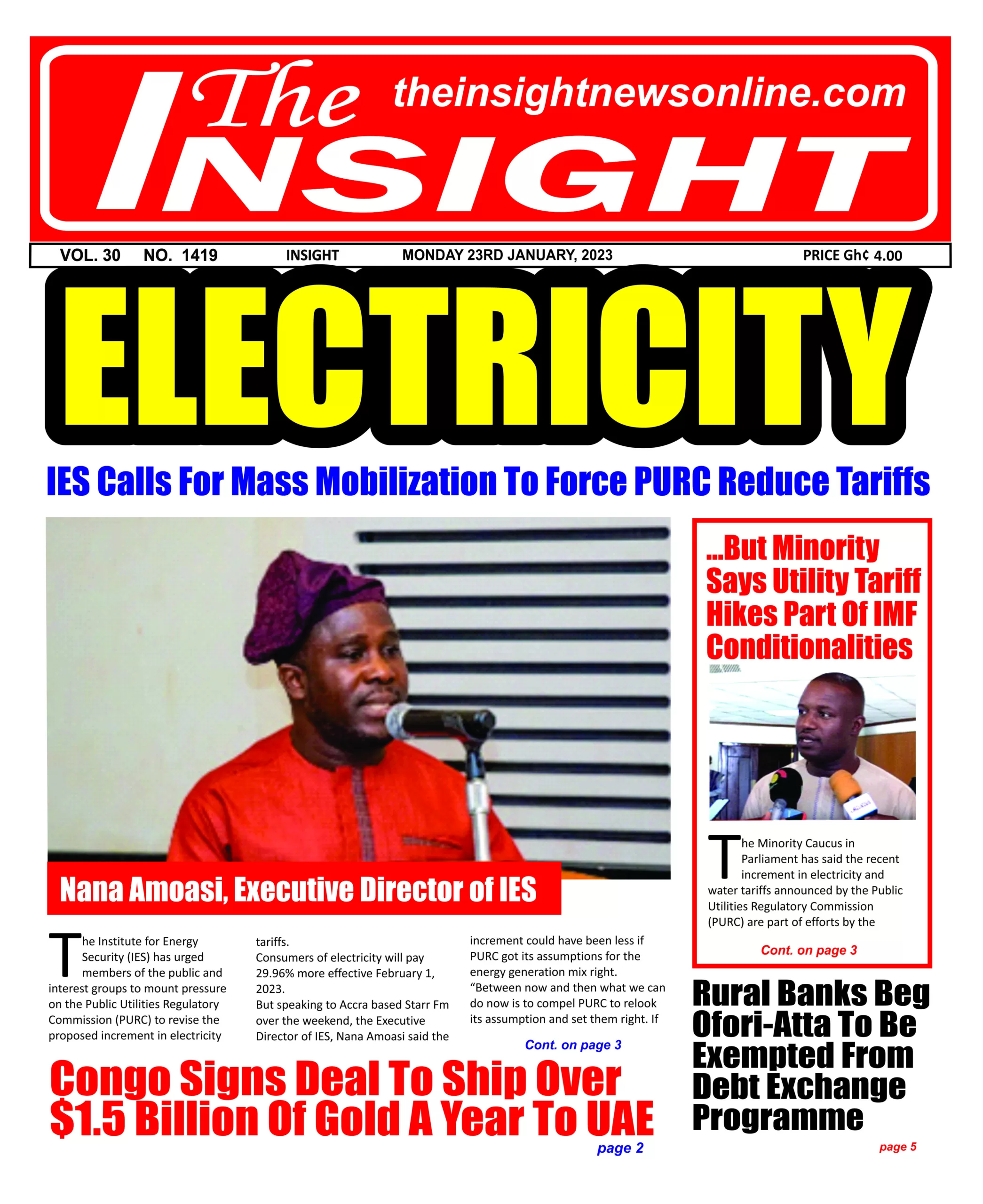 MONDAY 23RD JANUARY 2023 EDITION OF THEINSIGHT NEWSPAPER - Theinsightnews