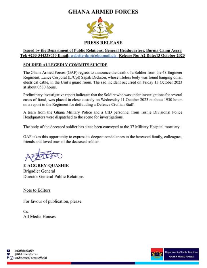 GHANA ARMED FORCES: Press Release The Best News Platform - https://www ...